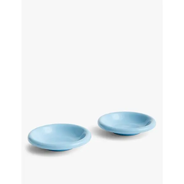 HAY Barro Round Terracotta Bowls Set Of Two - Light Blue