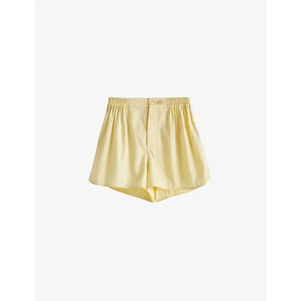 HAY Outline Contrast-trim Cotton Pyjama Shorts - Soft Yellow