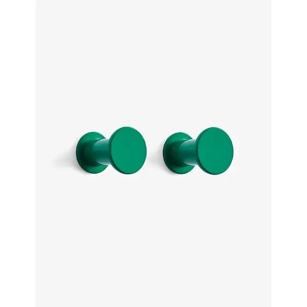 HAY Bolt Round Powder Coated-steel Wall Hooks Pack Of Two - Green