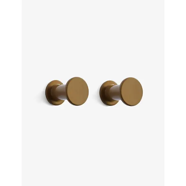 HAY Bolt Round Powder Coated-steel Wall Hooks Pack Of Two - Light Brown