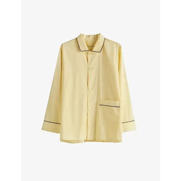 HAY Outline Contrast-trim Cotton Pyjama Shirt - Soft Yellow