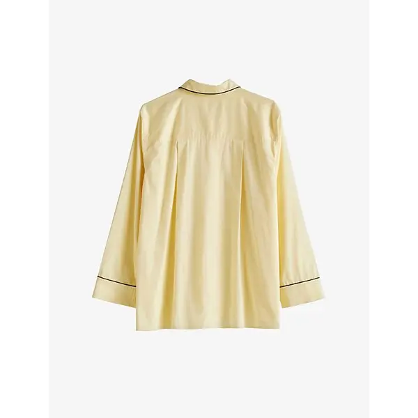 HAY Outline Contrast-trim Cotton Pyjama Shirt - Soft Yellow