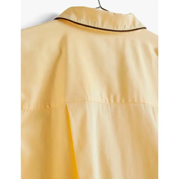HAY Outline Contrast-trim Cotton Pyjama Shirt - Soft Yellow