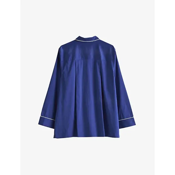 HAY Outline Contrast-trim Cotton Pyjama Shirt - Vivid Blue