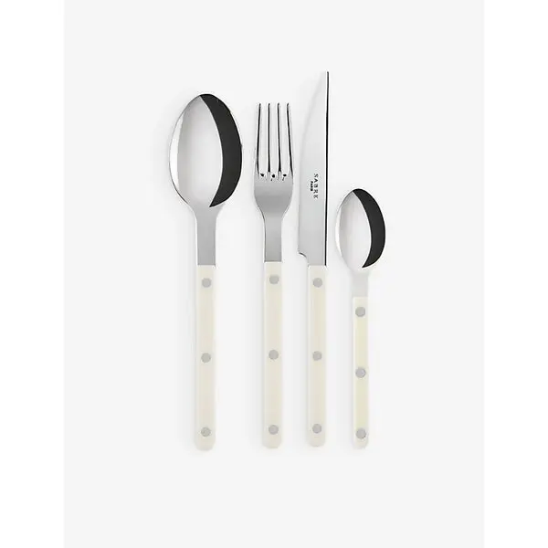 SABRE Bistrot Stainless-steel And Acrylic Cutlery Set Of Four - Ivory