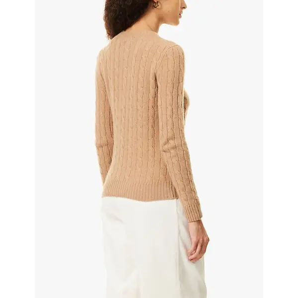 Polo Ralph Lauren Logo-embroidered Cable-knit Jumper - Collection Camel Melange