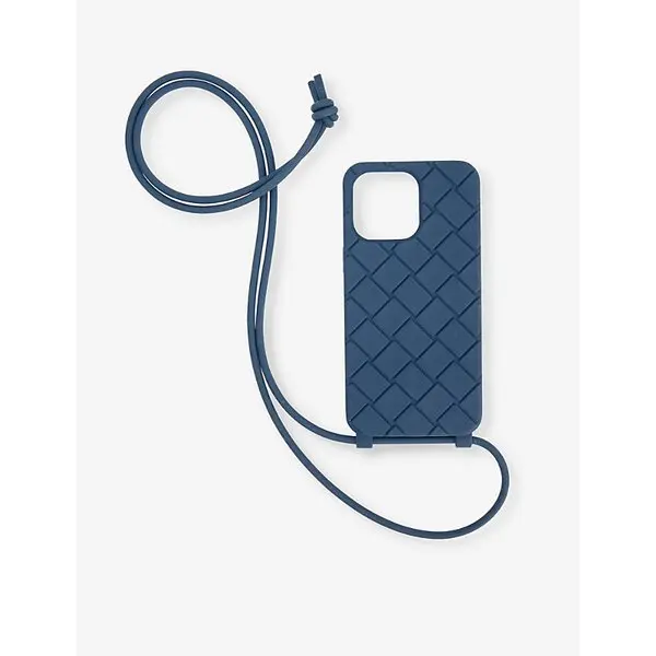 Bottega Veneta Intrecciato Rubber Iphone 15 Pro Max Case - Deep Blue