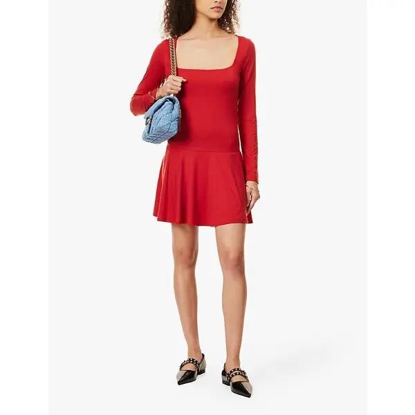 Reformation Coen Square-Neck Stretch-Woven Mini Dress In Sundried Tomato -  81% Off | Editorialist