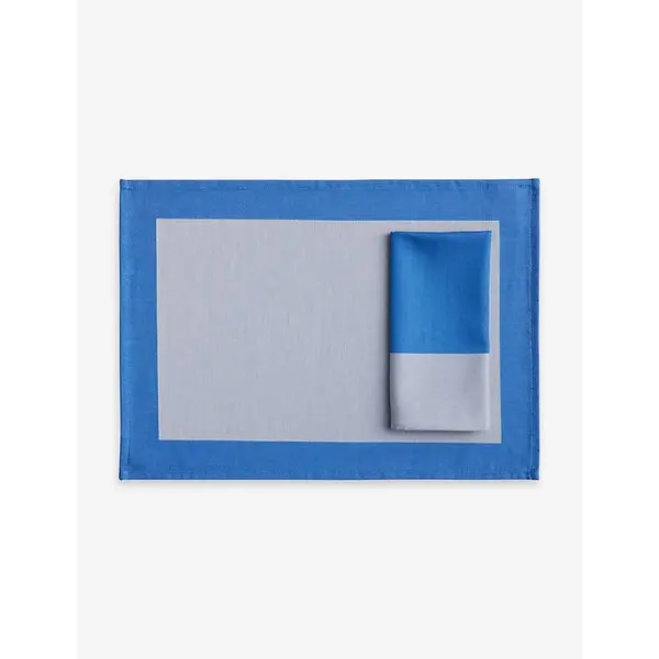 HAY Ram Colour-block Cotton Placemat 40cm X 40cm - Blue
