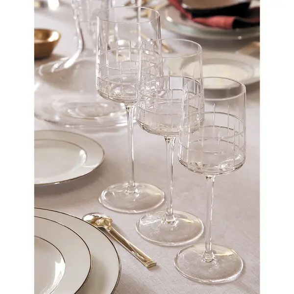 Christofle Graphik Crystal-glass Red Wine Glasses Set Of Two