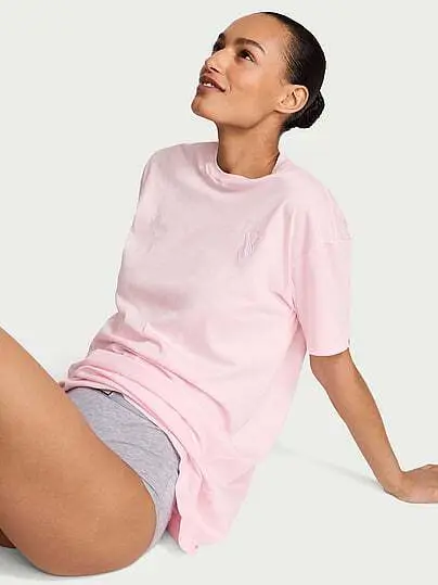 Victoria's Secret 100% Cotton Oversized Sleep T-shirt - Pink