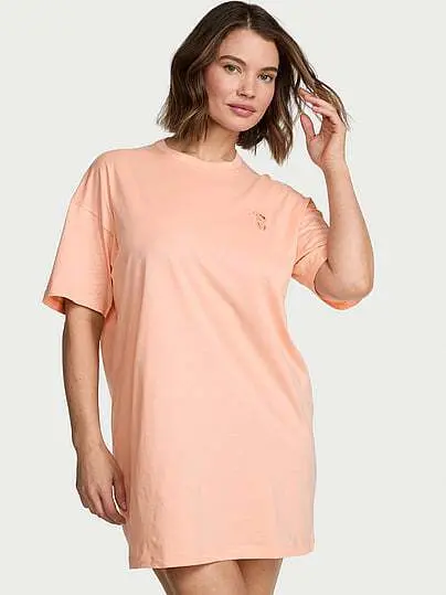 Victoria's Secret 100% Cotton Oversized Sleep T-shirt - Pink
