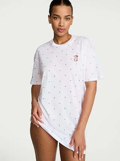 Victoria's Secret 100% Cotton Oversized Sleep T-shirt - Print