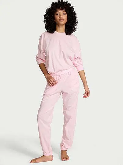 Victoria's Secret 100% Cotton Shine Long Pajama Set - Pink