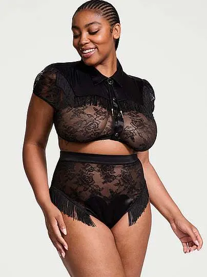 Victoria'S Secret Very Sexy Tease Lace Cowgirl Costume Set In Black - 71%  Off | Editorialist