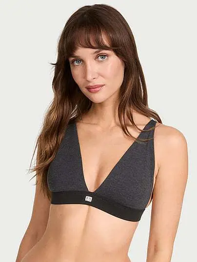 Victoria's Secret The T-shirt Shine Cotton Wireless Plunge Bralette - Black