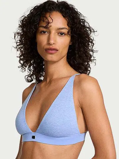 Victoria's Secret The T-shirt Shine Cotton Wireless Plunge Bralette - Blue