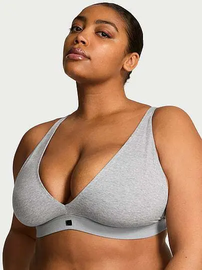 Victoria's Secret The T-shirt Shine Cotton Wireless Plunge Bralette - Grey