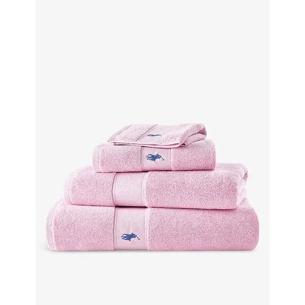 Ralph Lauren Carmel Logo-embroidered Cotton 90cm X 160cm - Carmel Pink