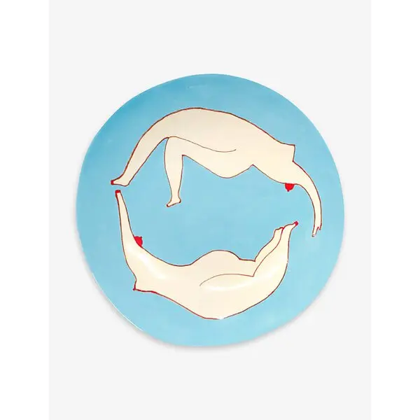 LAETITIA ROUGET Swimmers Hand-painted Stoneware Fruit Platter 36cm - One-color