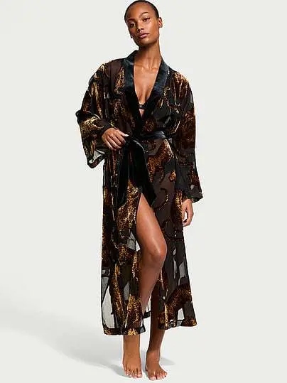Victoria's Secret Leopard Burnout Long Robe