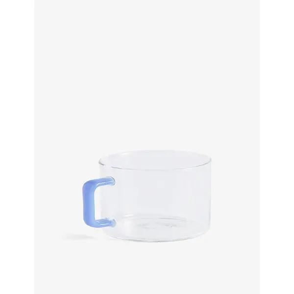 HAY Brew Contrast-handle Glass Cup - Jade Light Blue