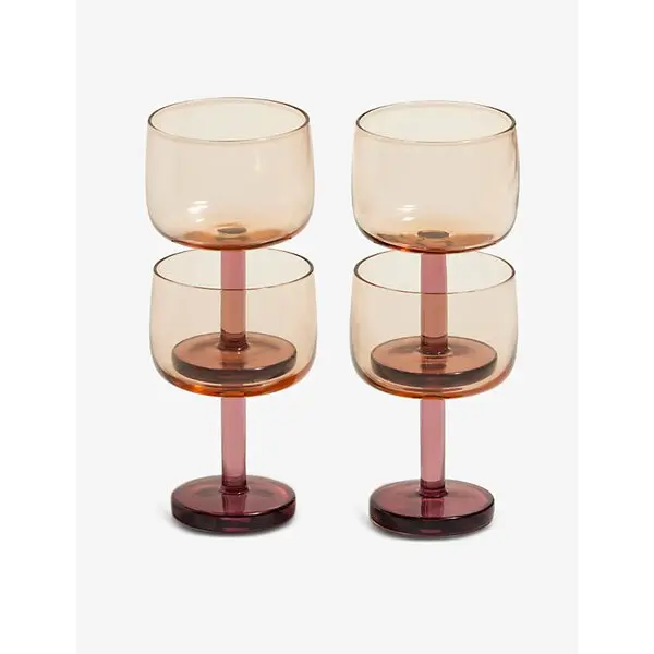 OUR PLACE Party Coupe Glasses Set Of Four - Peach/rosa
