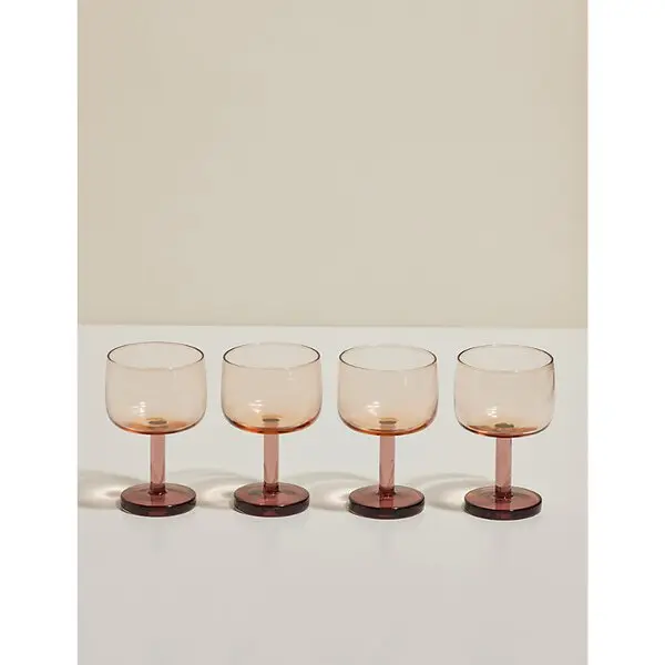 OUR PLACE Party Coupe Glasses Set Of Four - Peach/rosa