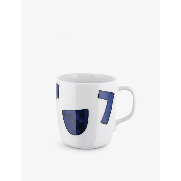 ALESSI Itsumo Square-handle Porcelain Mugs Set Of Four 8.9cm - Blue