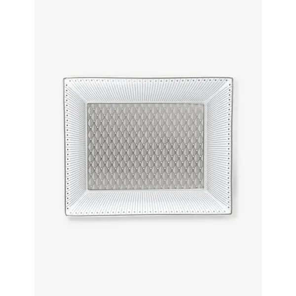 Christofle Malmaison Platinum-trim Porcelain Trinket Tray 20cm