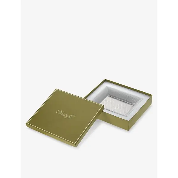 Christofle Malmaison Platinum-trim Porcelain Trinket Tray 20cm