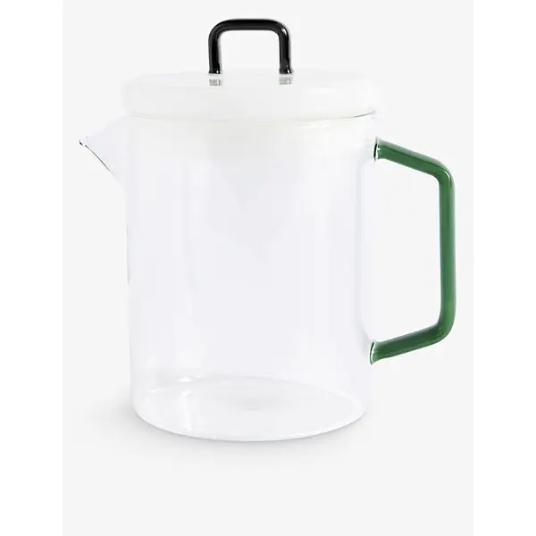 HAY Brew Contrast-handle Glass Pot - Jade White