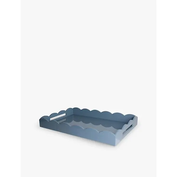 ADDISON ROSS LONDON Scalloped-edge Square Lacquered Tray 44cm X 66cm - Blue