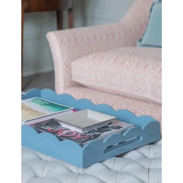ADDISON ROSS LONDON Scalloped-edge Square Lacquered Tray 44cm X 66cm