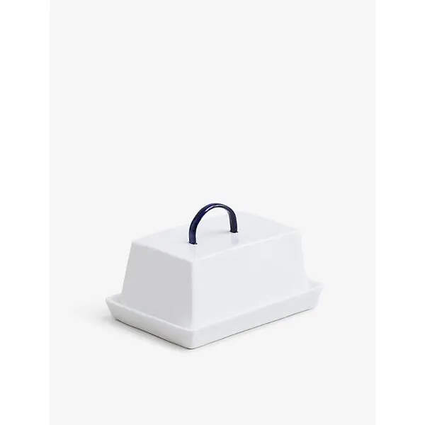FELDSPAR Painted-handle Bone-china Butter Dish 9.3cm - Cobalt