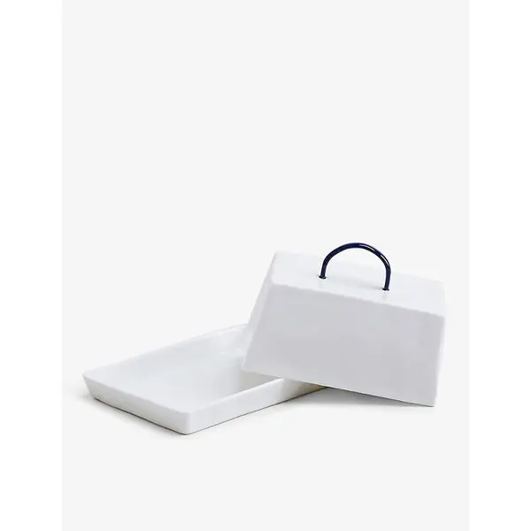 FELDSPAR Painted-handle Bone-china Butter Dish 9.3cm