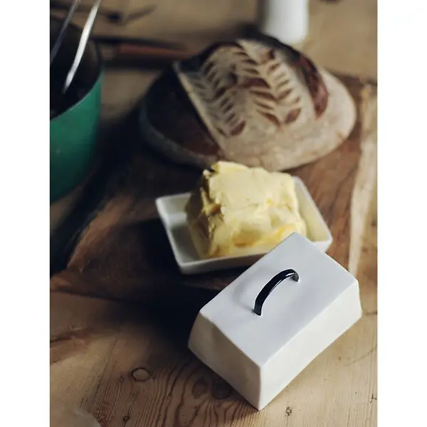 FELDSPAR Painted-handle Bone-china Butter Dish 9.3cm