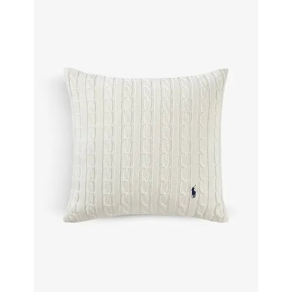 Ralph Lauren Polo Player Logo-embroidered Cotton Cushion Cover 45cm X 45cm - White