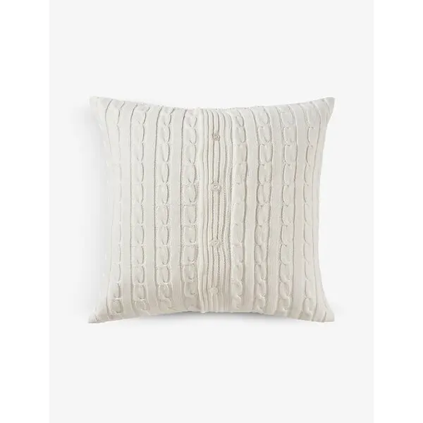 Ralph Lauren Polo Player Logo-embroidered Cotton Cushion Cover 45cm X 45cm - White