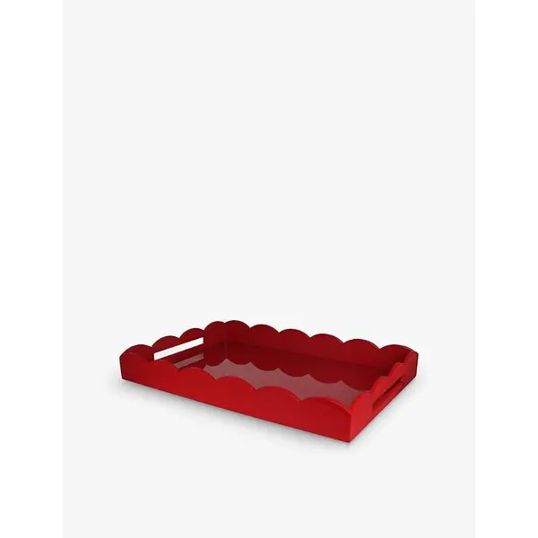 ADDISON ROSS LONDON Scalloped-edge Square Lacquered Tray 44cm X 66cm - Burgundy