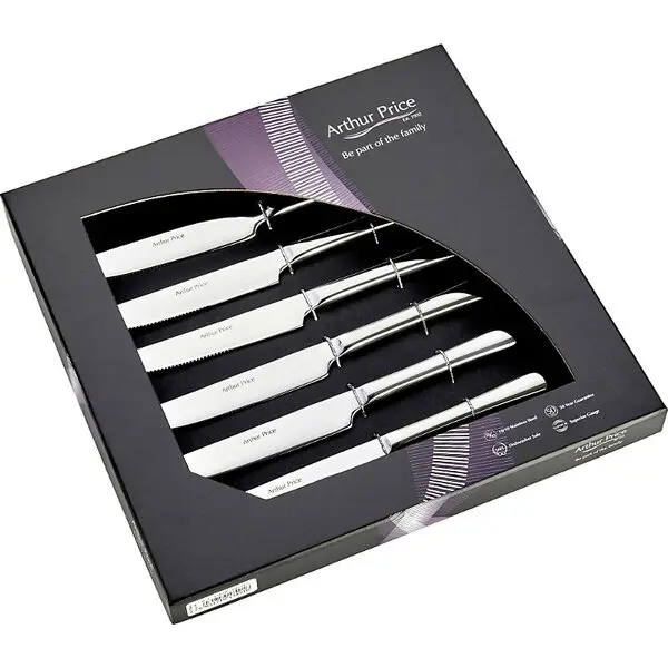 ARTHUR PRICE Willow Set Of 6 Stainless Steel Steak Knives
