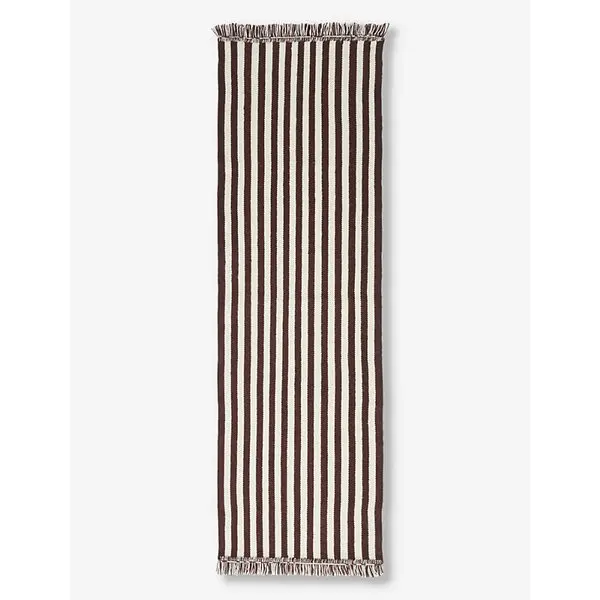 HAY Stripes And Stripes Fringed Wool And Cotton-blend Rug 200cm X 60cm - Cream