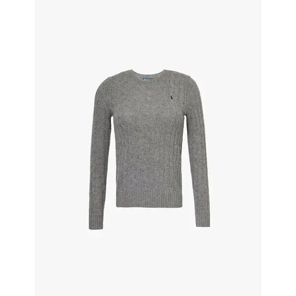 Polo Ralph Lauren Logo-embroidered Cable-knit Wool And Cashmere Jumper - Battalion Grey Heather