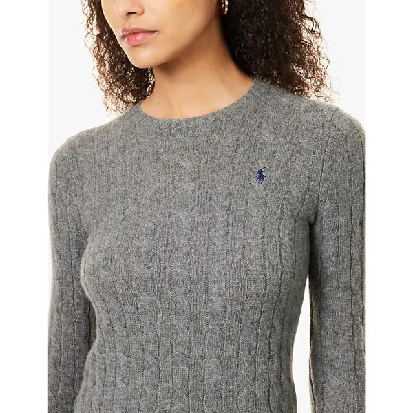 Polo Ralph Lauren Logo-embroidered Cable-knit Wool And Cashmere Jumper - Battalion Grey Heather