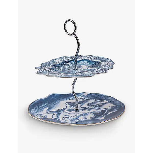 SELETTI Acid Graphic-pattern Distorted Porcelain Cake Stand 28cm