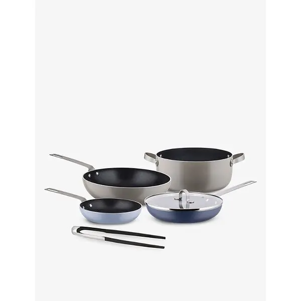 ALESSI Tama Aluminium Stainless Steel Pots And Pans Set - Blue