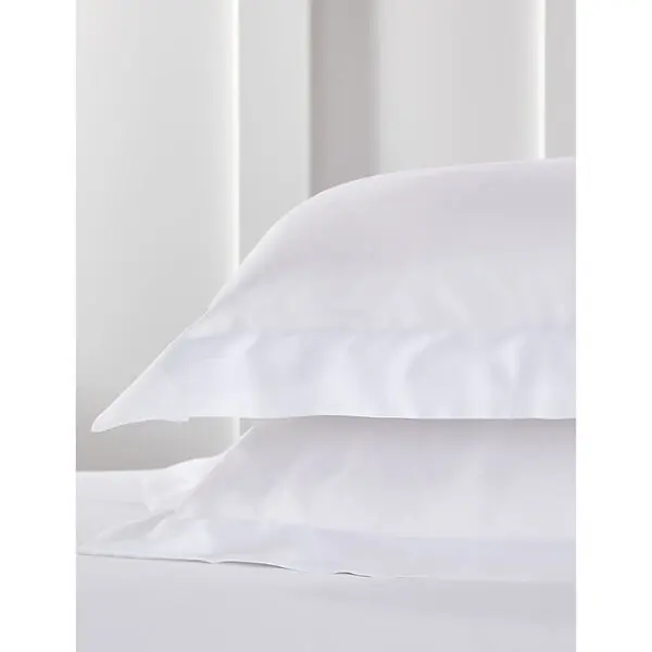 THE WHITE COMPANY Bordered Super- Cotton Oxford Pillowcase 50cm X 90cm - White