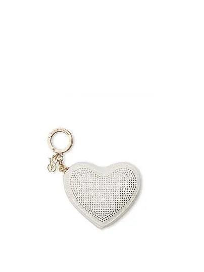 Victoria's Secret Heart Pouch Keychain - White,ivory
