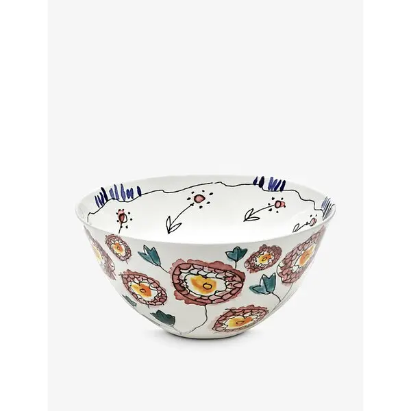 SERAX X Marni Anemone Milk Floral-motif Bone-china Serving Bowl 25cm - One-color