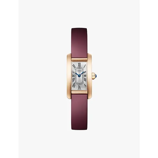 CARTIER Tank Américaine Mini 18ct Rose-gold And Leather Quartz Watch - Rose Gold